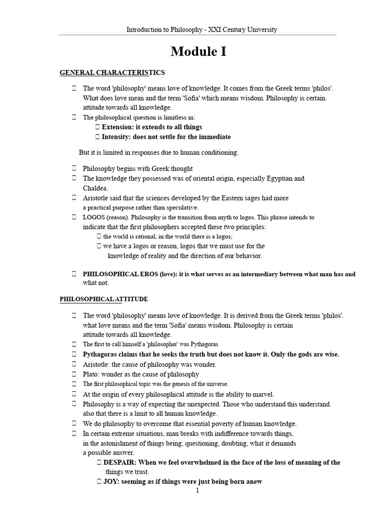 Introduction to Philosophy Overview | PDF | Idea | Existence