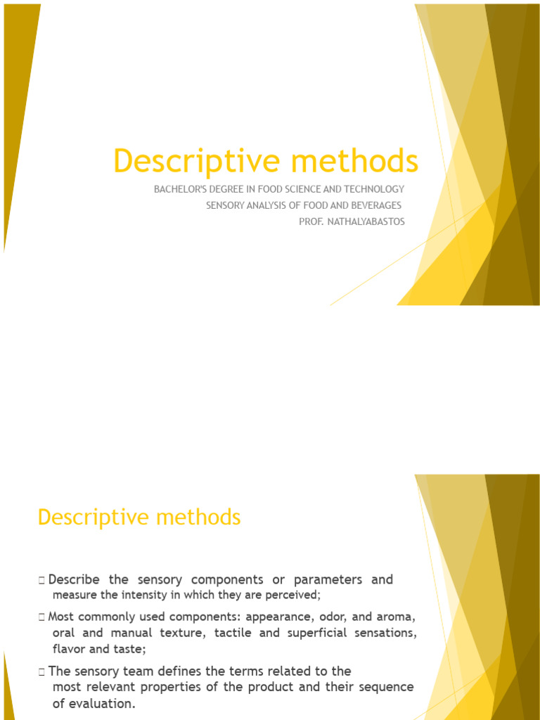 Sensory Analysis of Food and Beverages - Descriptive Methods | PDF ...