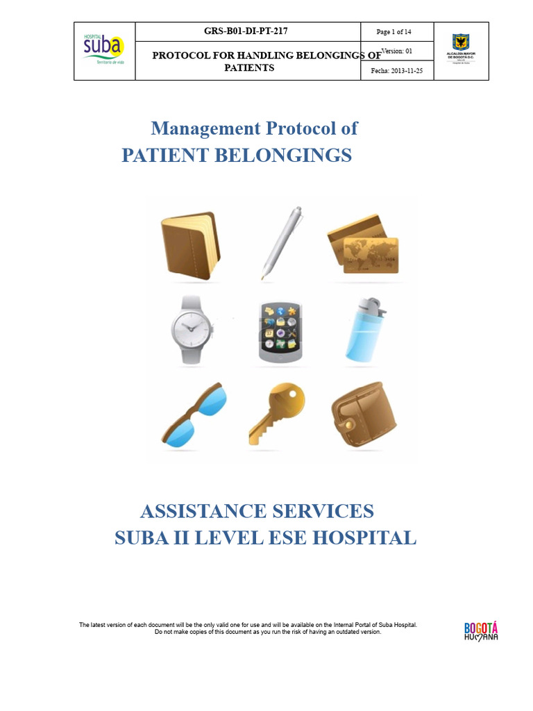 Patient Belongings Management Protocol | PDF | Patient | Identity Document