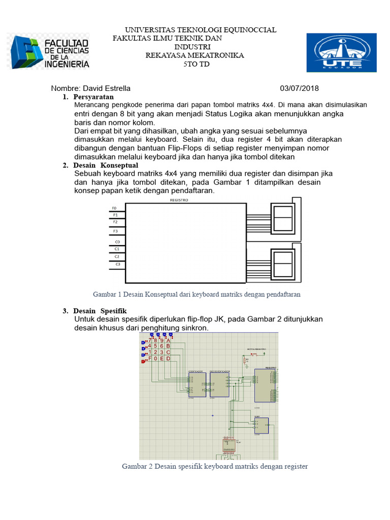 Desain Keyboard Matriks 4x4 dengan Register | PDF