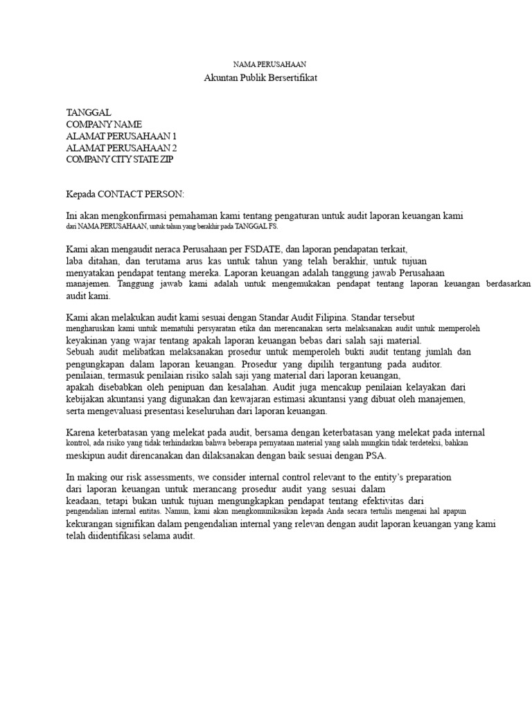 Surat Penugasan Audit - CPA (1) | PDF