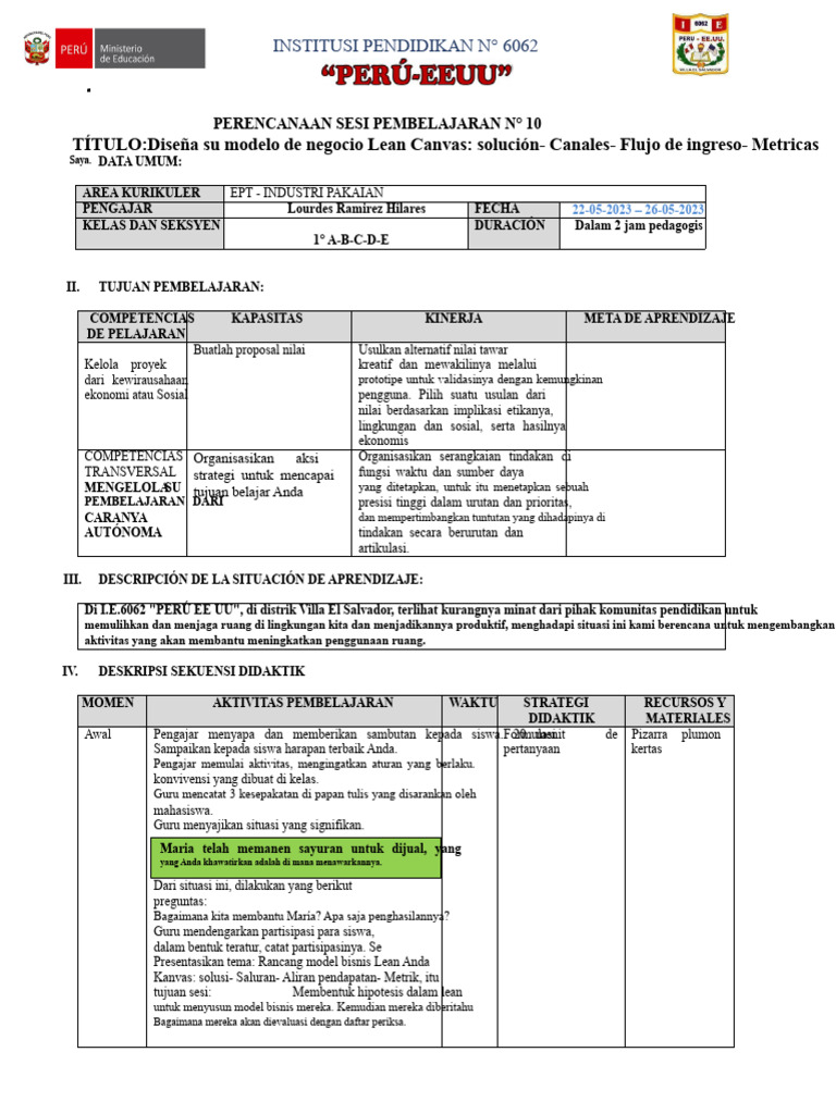 SESI PEMBELAJARAN 10- 2023 - EPT- KELAS 1- | PDF