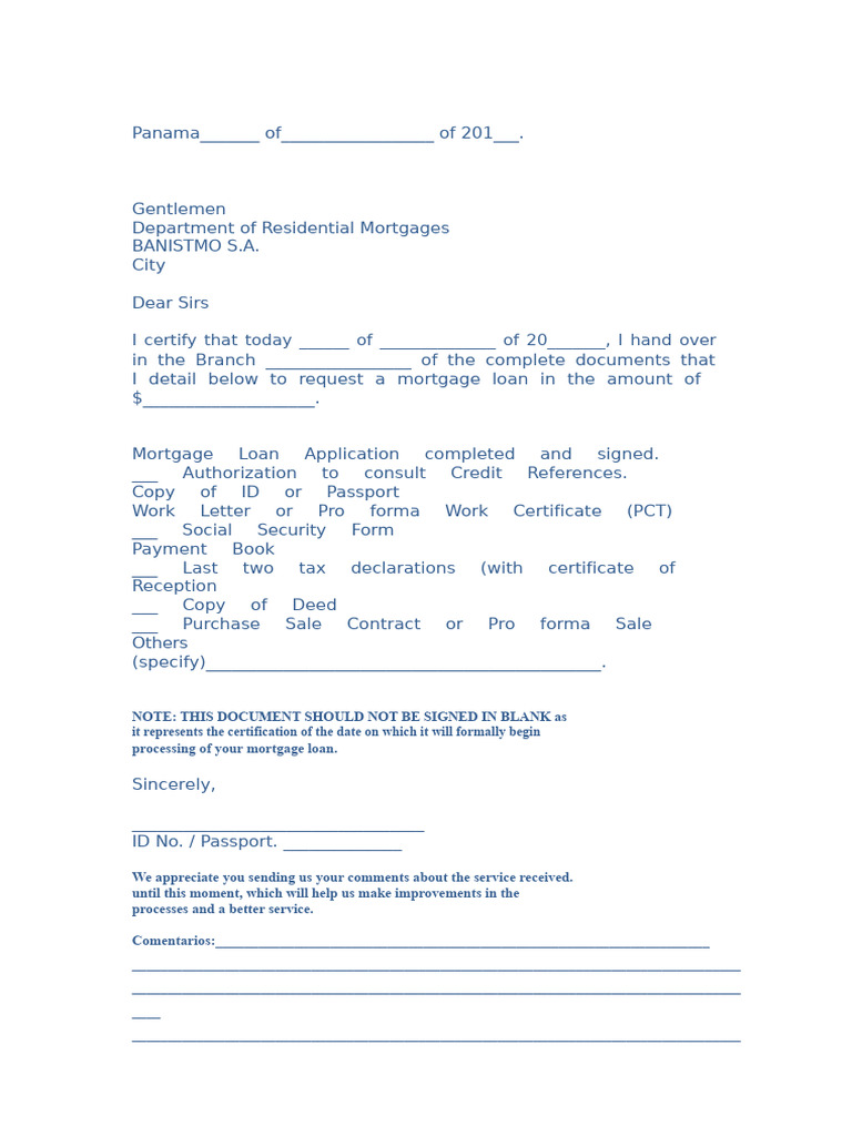 BANISTMO Final Document Delivery Letter | PDF
