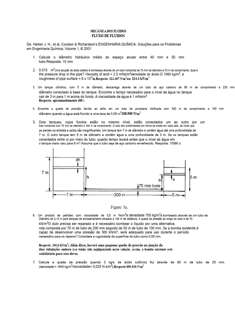 Problemas de Amostra Coulson | PDF | Pressão | Bomba