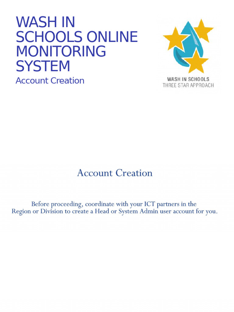 WASH in Schools Account Setup Guide | PDF