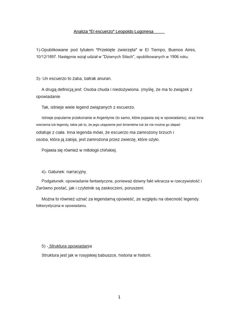Analiza El Escuerzo | PDF