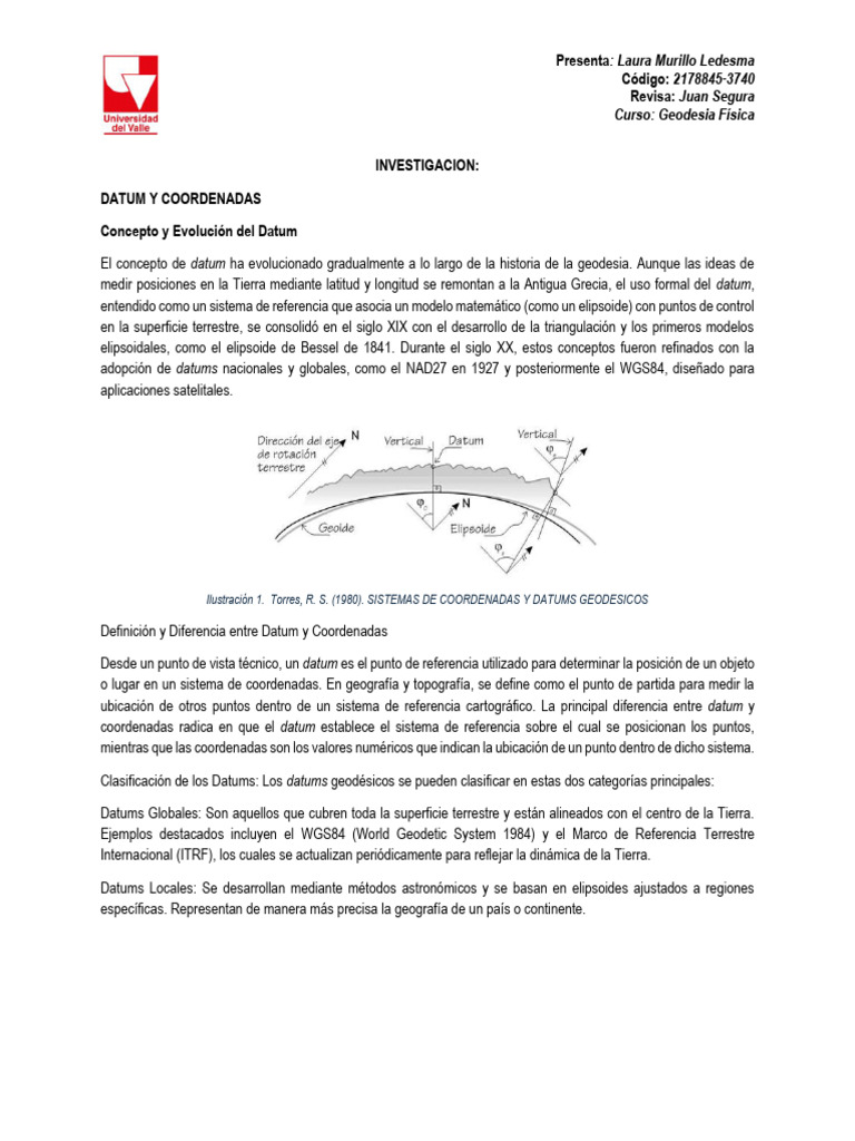 Que Es Un Datum y Coordenadas - Murillo | PDF | Sistema coordinado ...