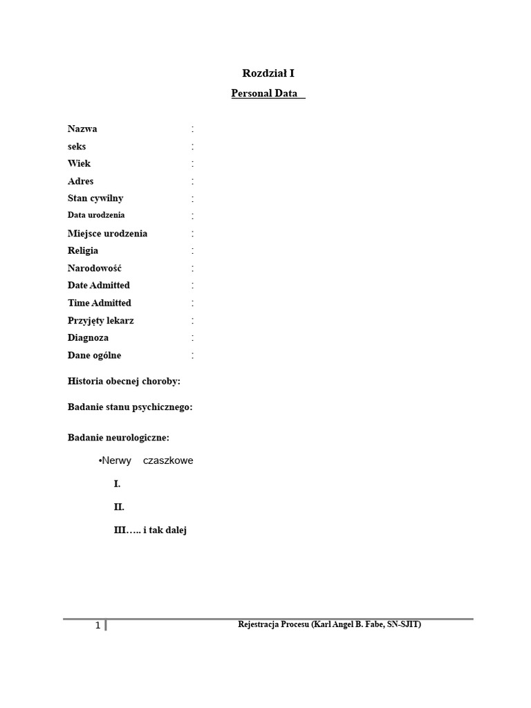 Pusty Formularz Zapisu Procesu | PDF