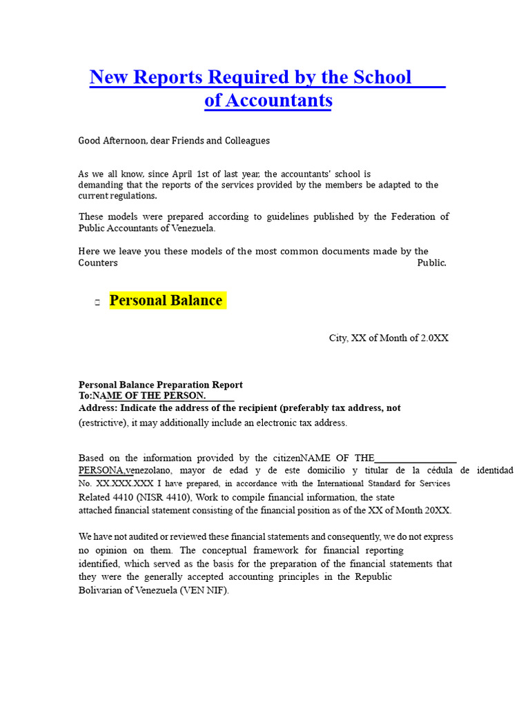 New Reports Required by The College of Accountants | PDF | Business