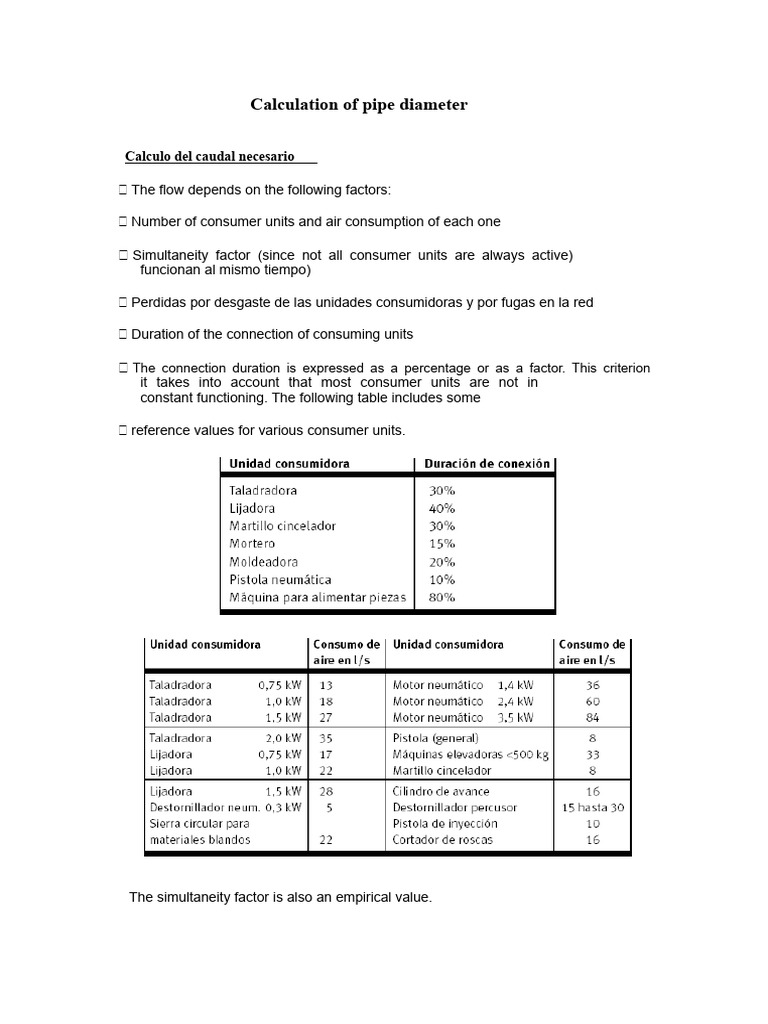 Pipe Diameter Calculation Guide | PDF | Flow Measurement | Chemical ...