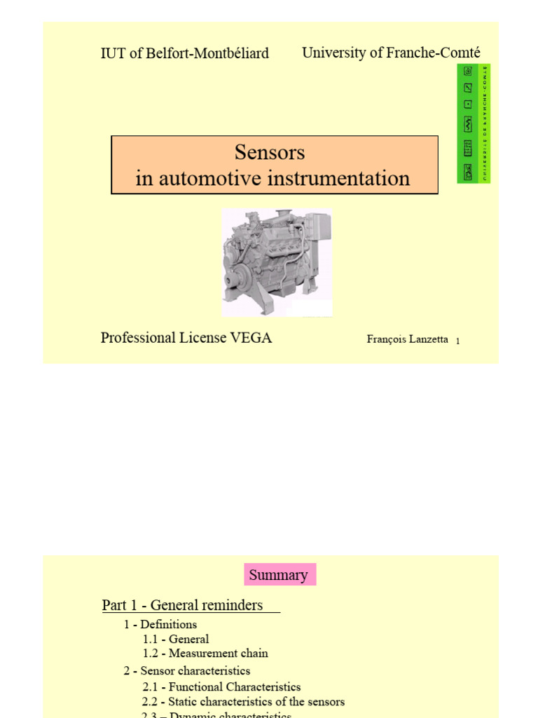 Automotive Sensor Instrumentation Guide | PDF | Sensor | Instrumentation