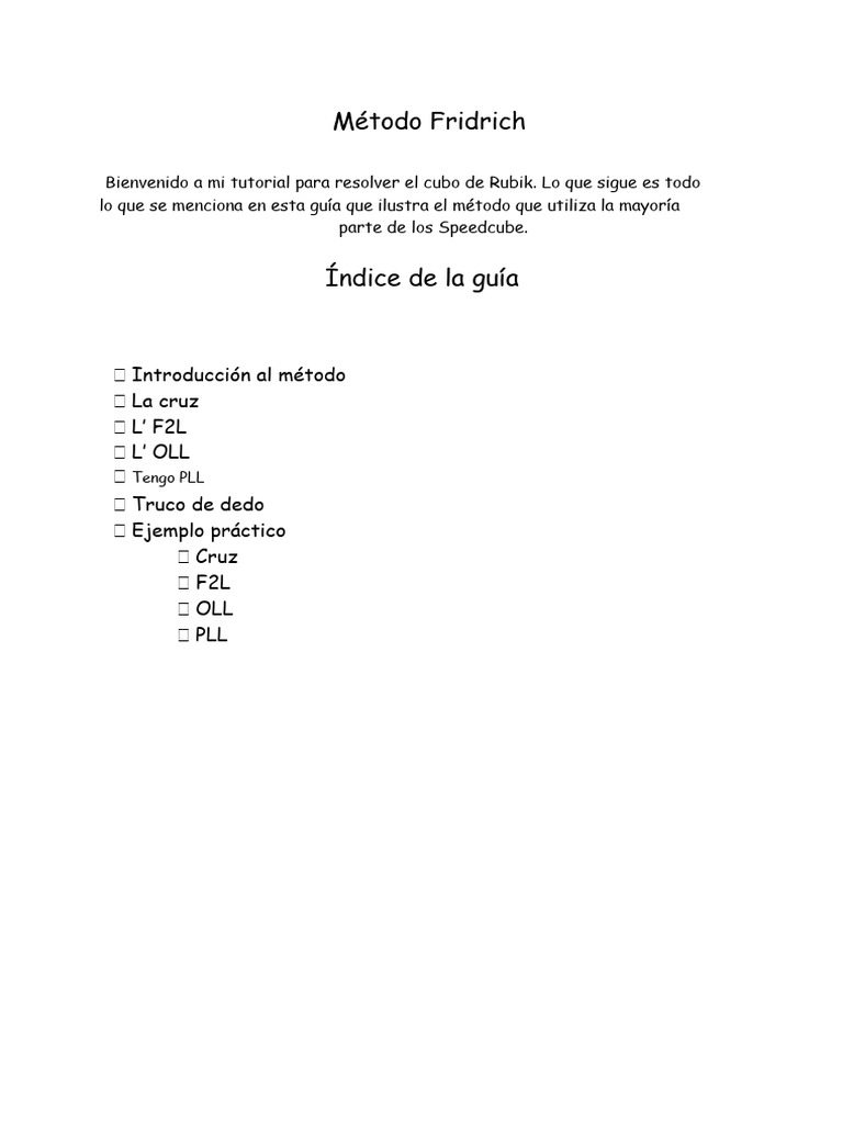 Guía del Método Fridrich para Rubik | PDF