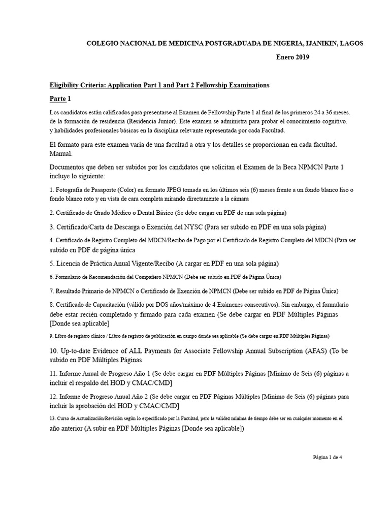 Criterios de Elegibilidad para El Examen de La Beca NPMCN Parte 1 y 2 ...