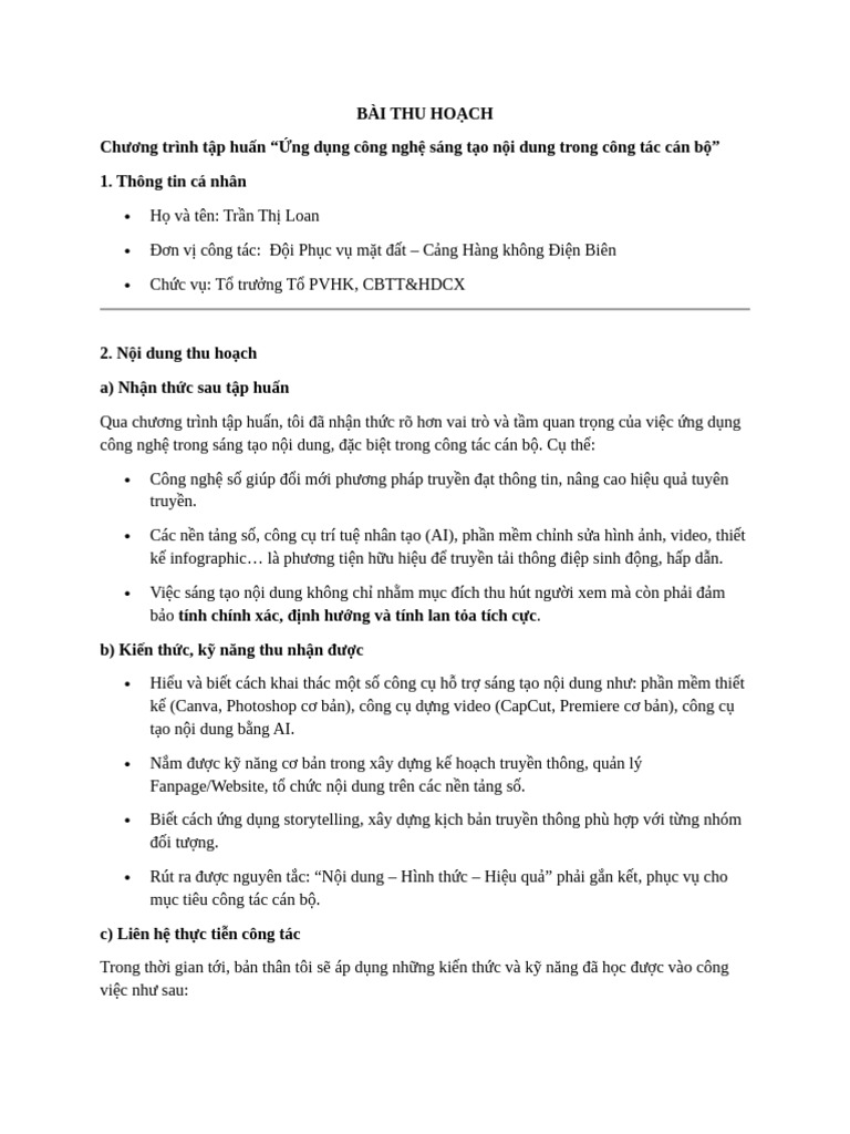 Bài Thu Hoạch Loan | PDF