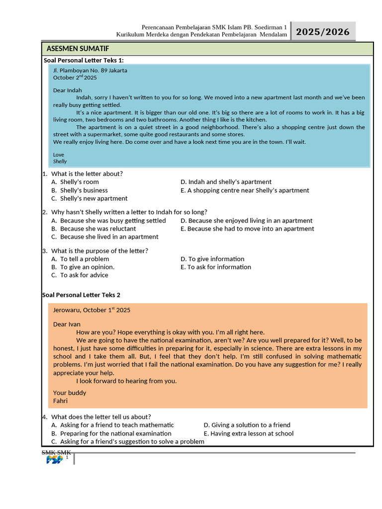 Lkm-Informal Personal Letter For Student | PDF