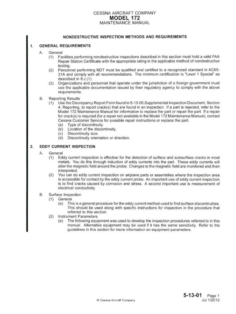 172RMM30 Nondestructive Inspection Methods and Requirements | PDF