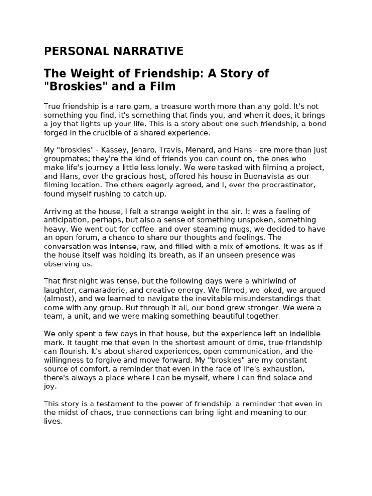 Personal Narrative | PDF