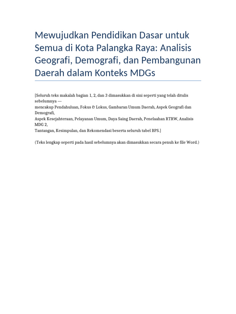 Makalah MDG2 PalangkaRaya 2025 | PDF