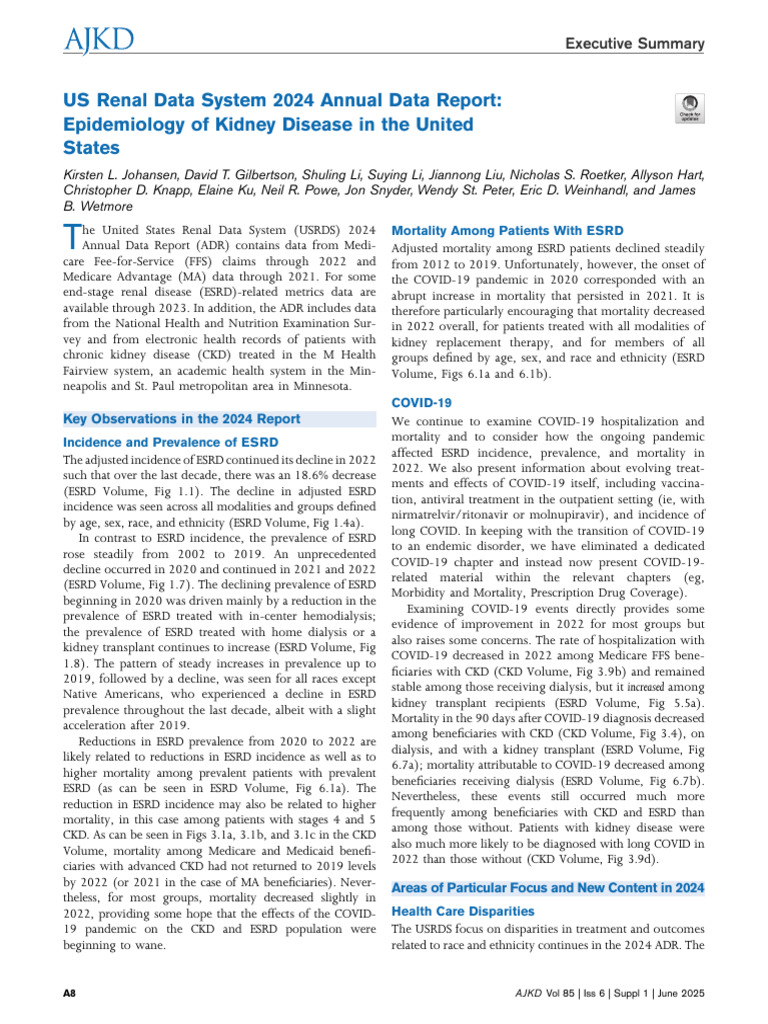 US Renal Data System 2024 Annual Data Report- Epidemiology of Kidney ...