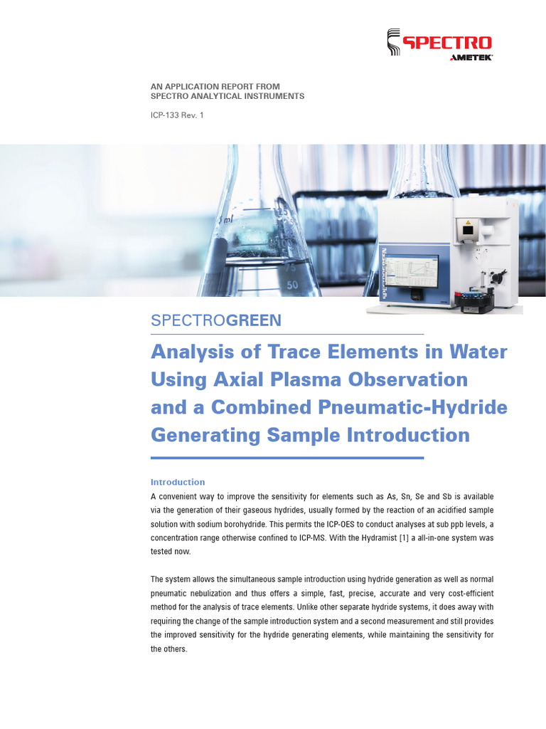 Analysis of Trace Elements in Water Using Axial Plasma Observation ...