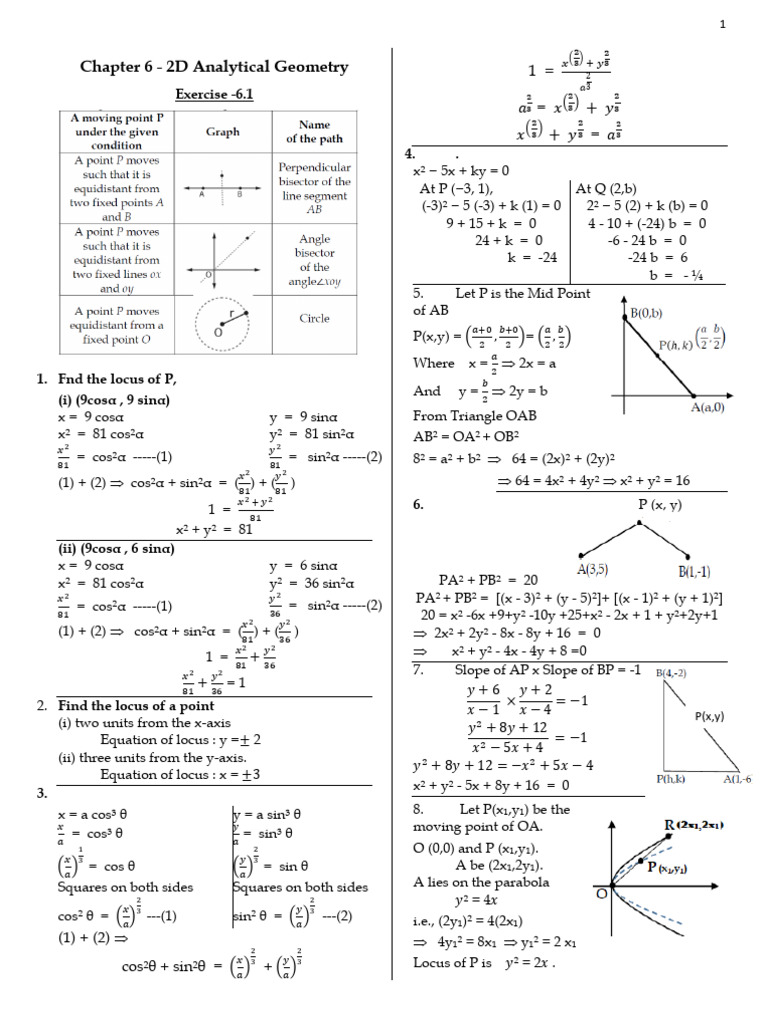 2D Analytical Geometry Exercises | PDF | Elementary Mathematics ...