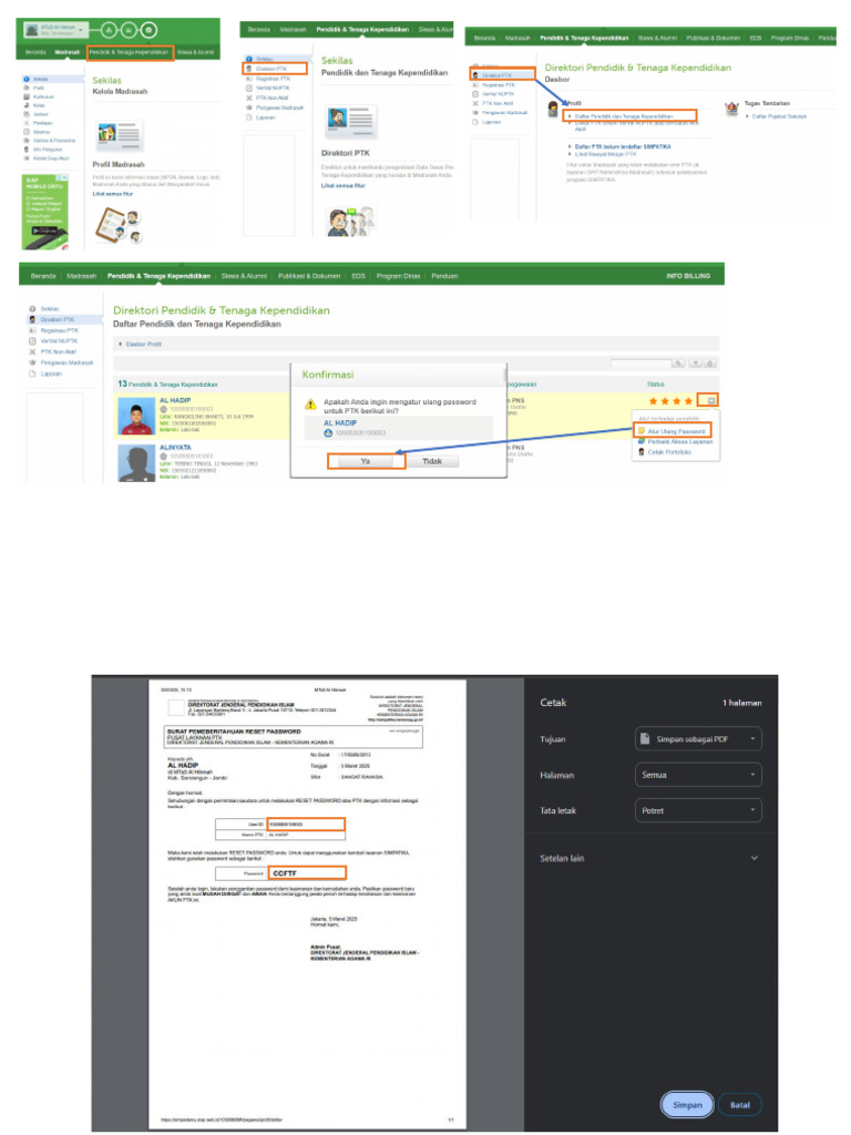 Cara Reset Pasword PTK | PDF