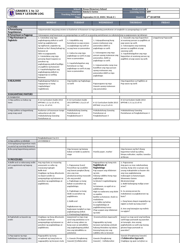 DLL - Epp 5 - Q2 - W2 | PDF