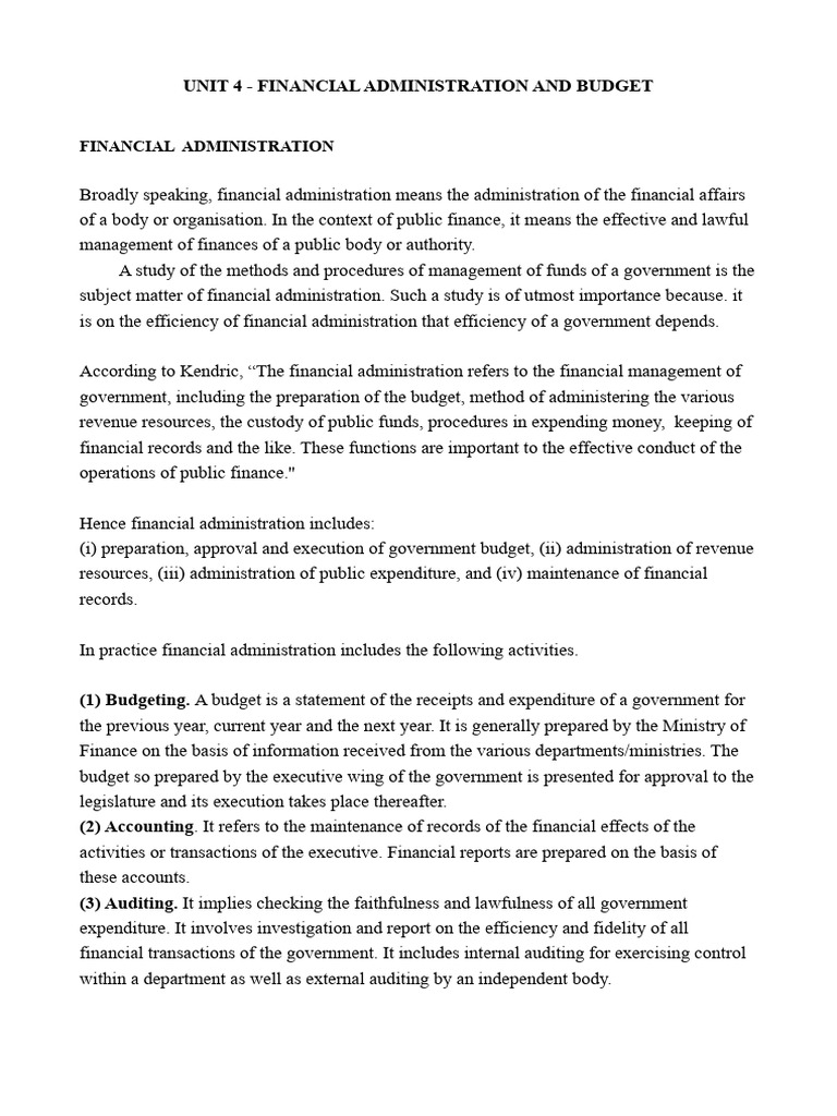 4.1 Financial Administration | PDF | Budget | Public Finance
