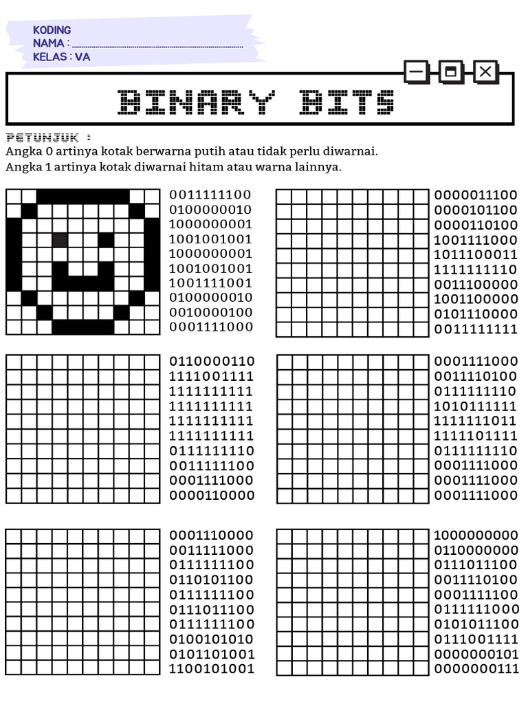 Binary Bits Puzzle Worksheet | PDF