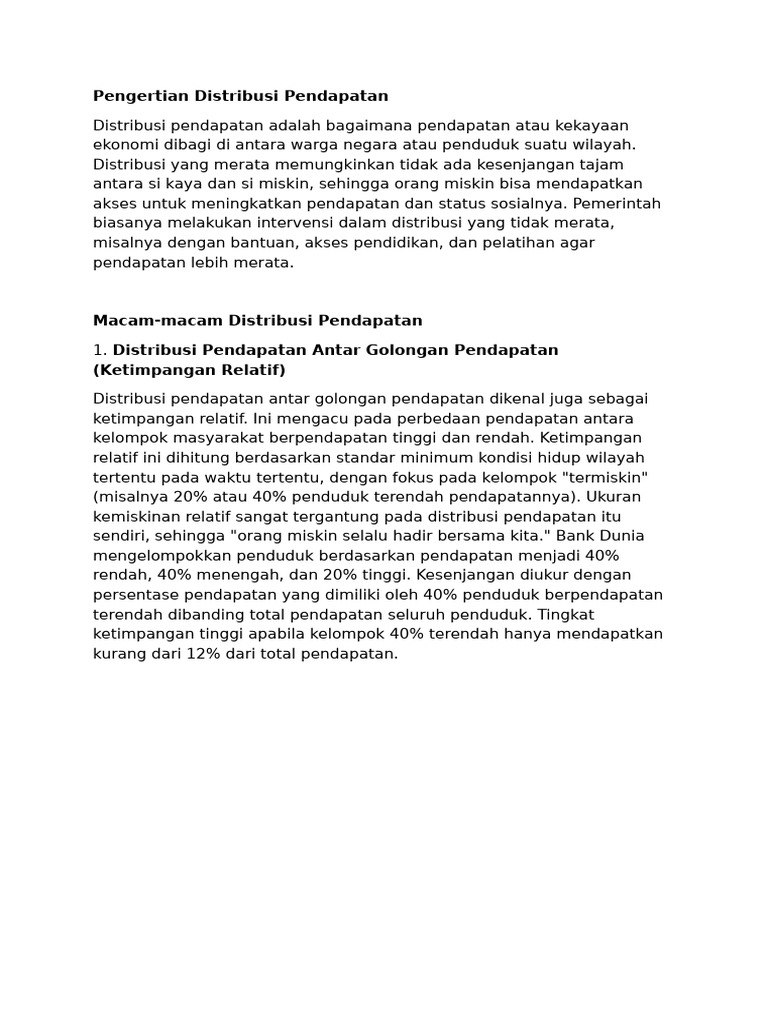 Pengertian Distribusi Pendapatan | PDF
