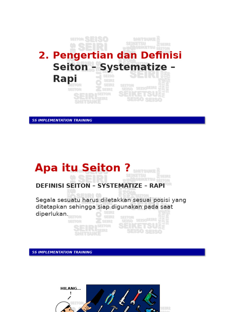 Modul Training 5S (Seiton) | PDF