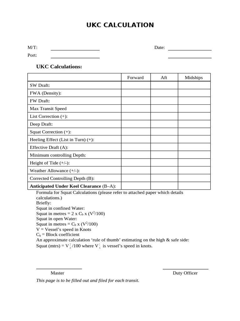 UKC Calculation Guidelines | PDF