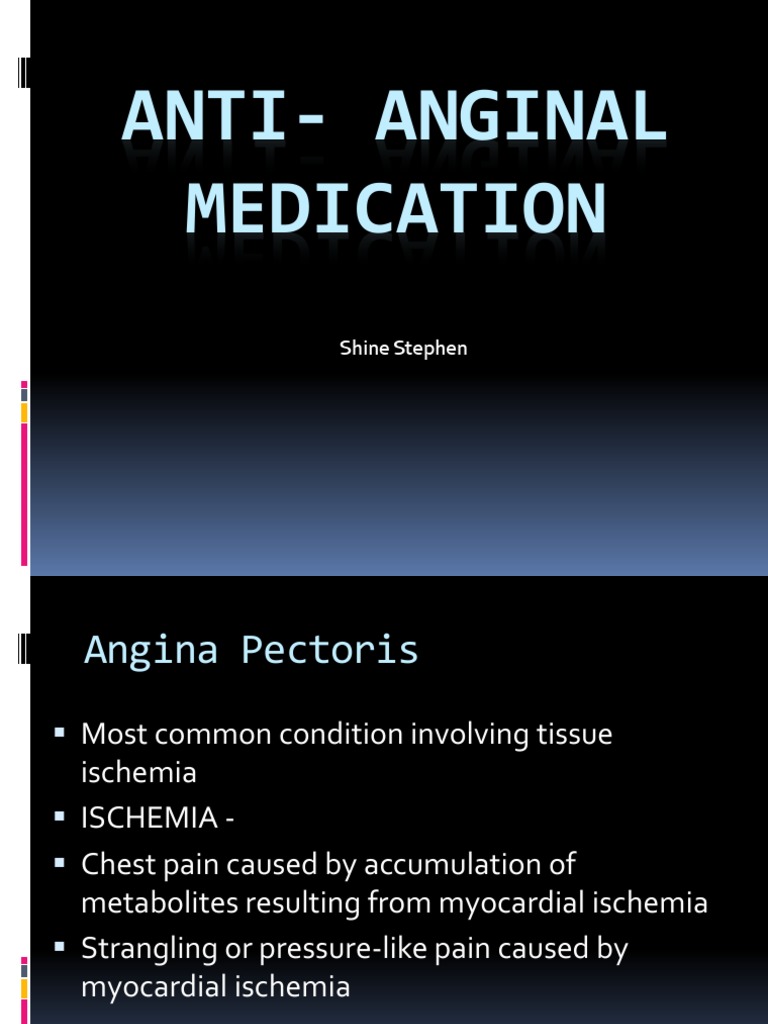 Anti- Anginal Medication | Angina Pectoris | Vasodilation