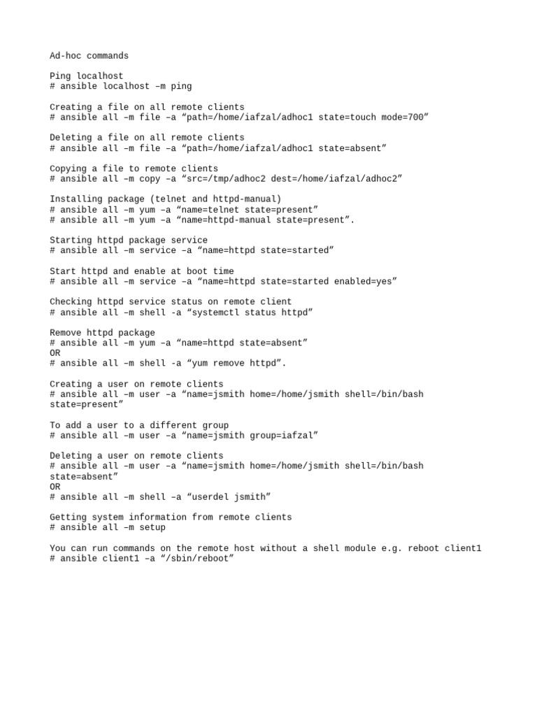 Ad Hoc+Commands | PDF