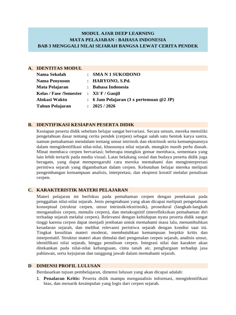 Menggali Nilai Sejarah Lewat Cerpen | PDF