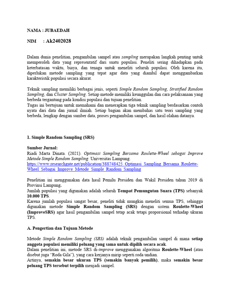 Tehnik Pengambilan Sample | PDF