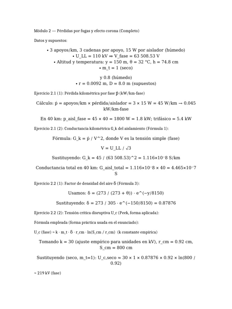 Modulo Cerromatoso Primavera 110kV Completo Ecuaciones | PDF | Cantidades fisicas | Fenomeno fisico