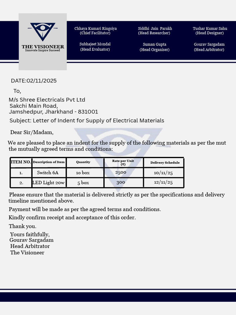 Letter of Indent | PDF