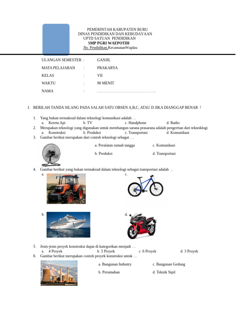 UAS (I) PRAKARYA | PDF