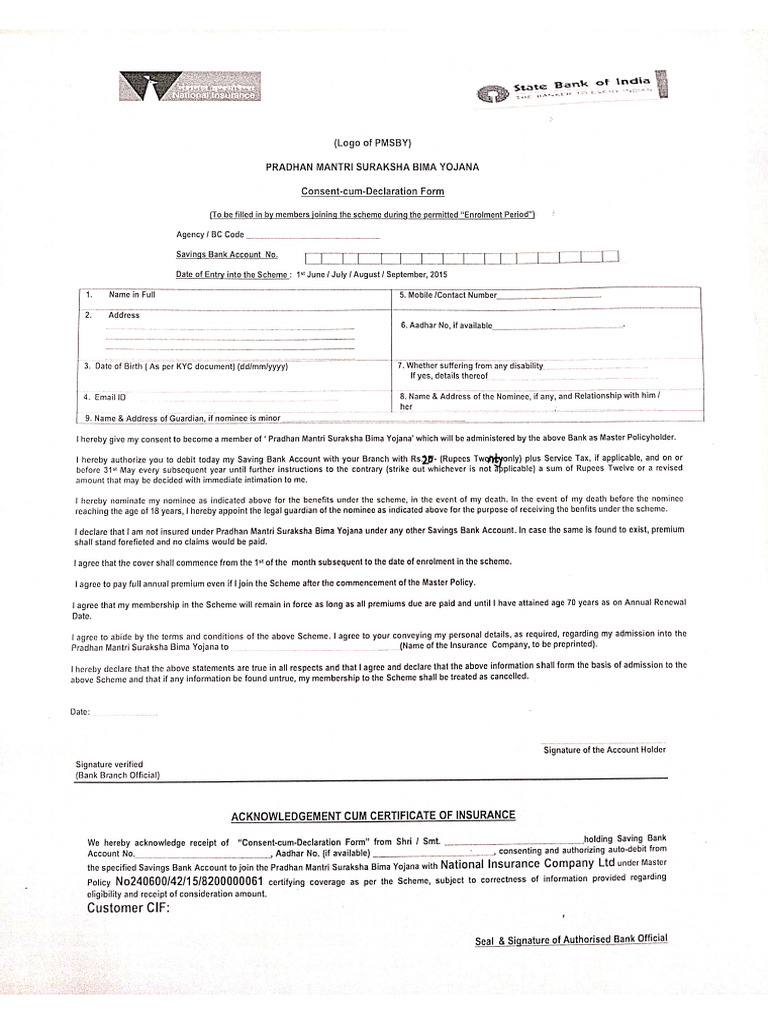 Pmsby Form | PDF