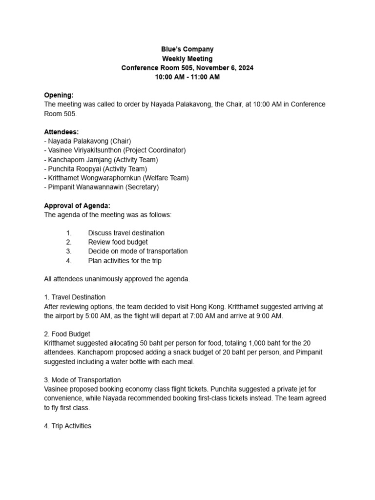 Class Trip Agenda | PDF