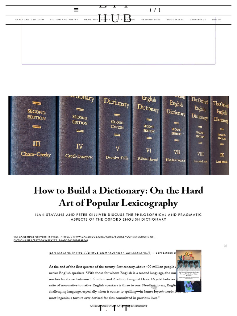 Literary Hub How To Build A Dictionary - On The Hard Art of Popular ...