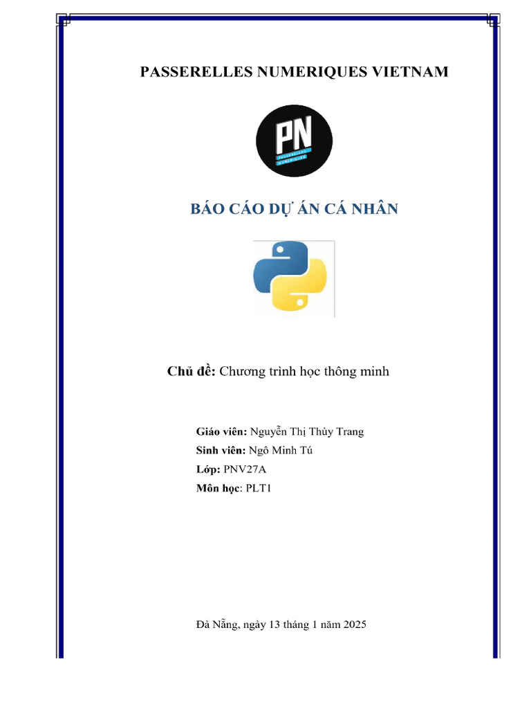 27A_Ngô Minh Tú_Python Project Report | PDF