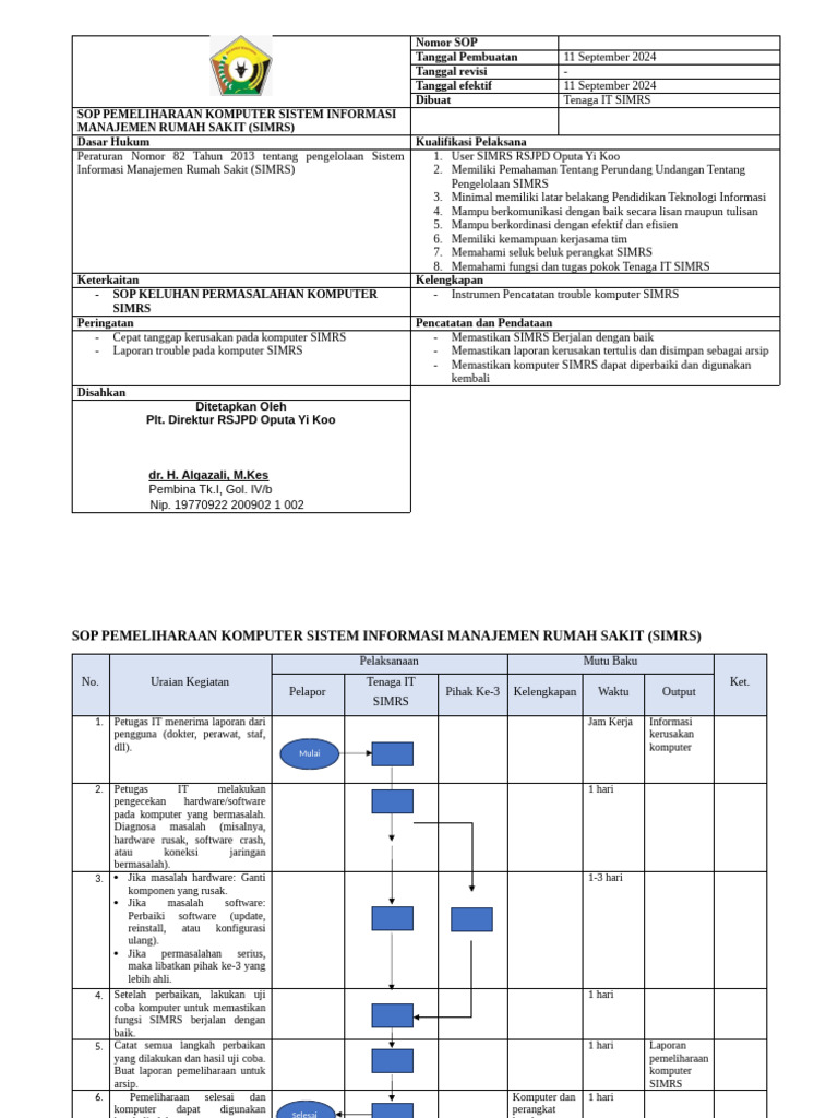 Sop Pemeliharaan Komputer Simrs | PDF