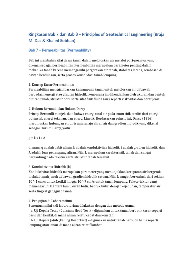 Ringkasan Bab 7 dan 8 Geoteknik | PDF