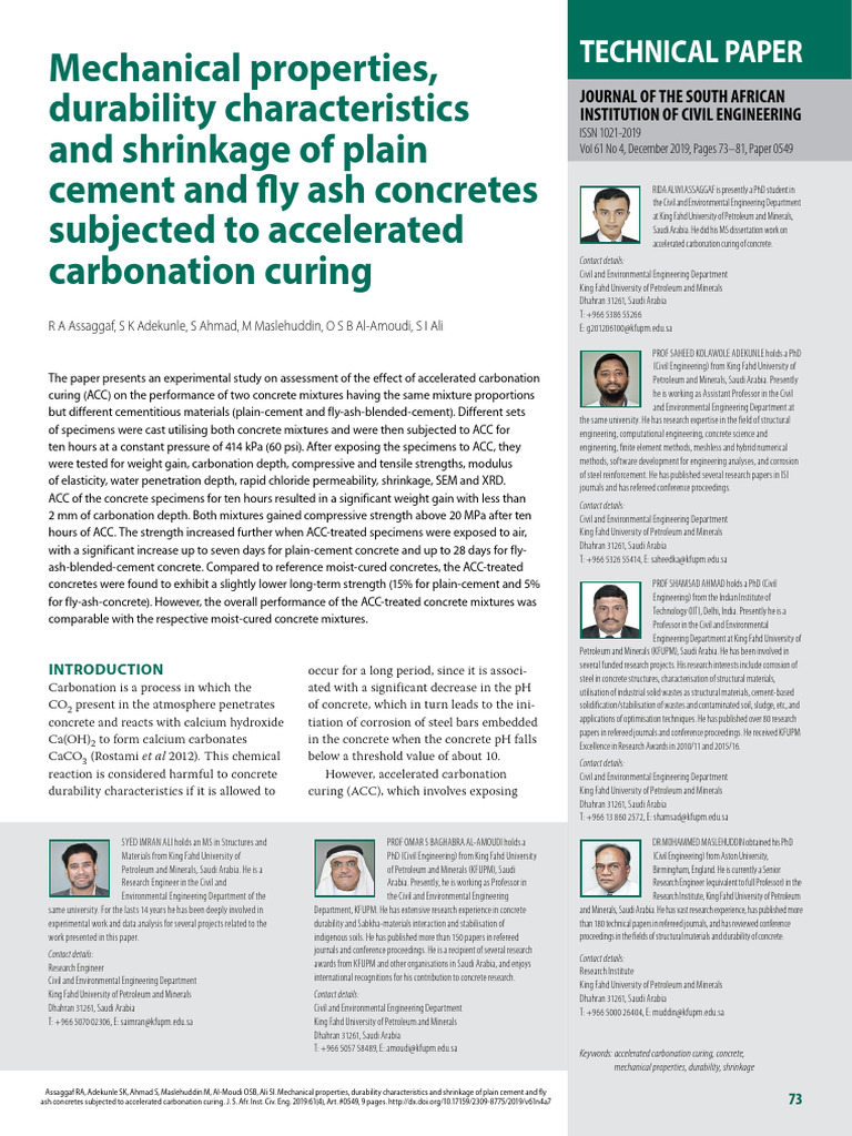 Mechanical Properties, Durability Characteristics and Shrinkage of ...