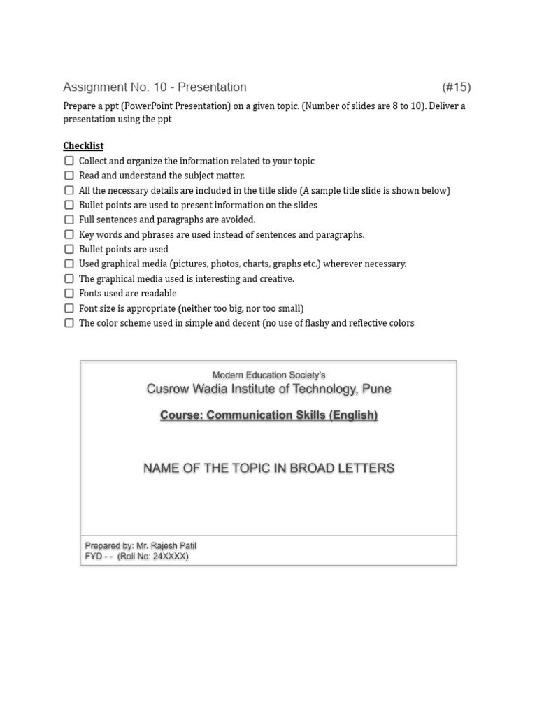 PowerPoint Presentation Assignment Guide | PDF
