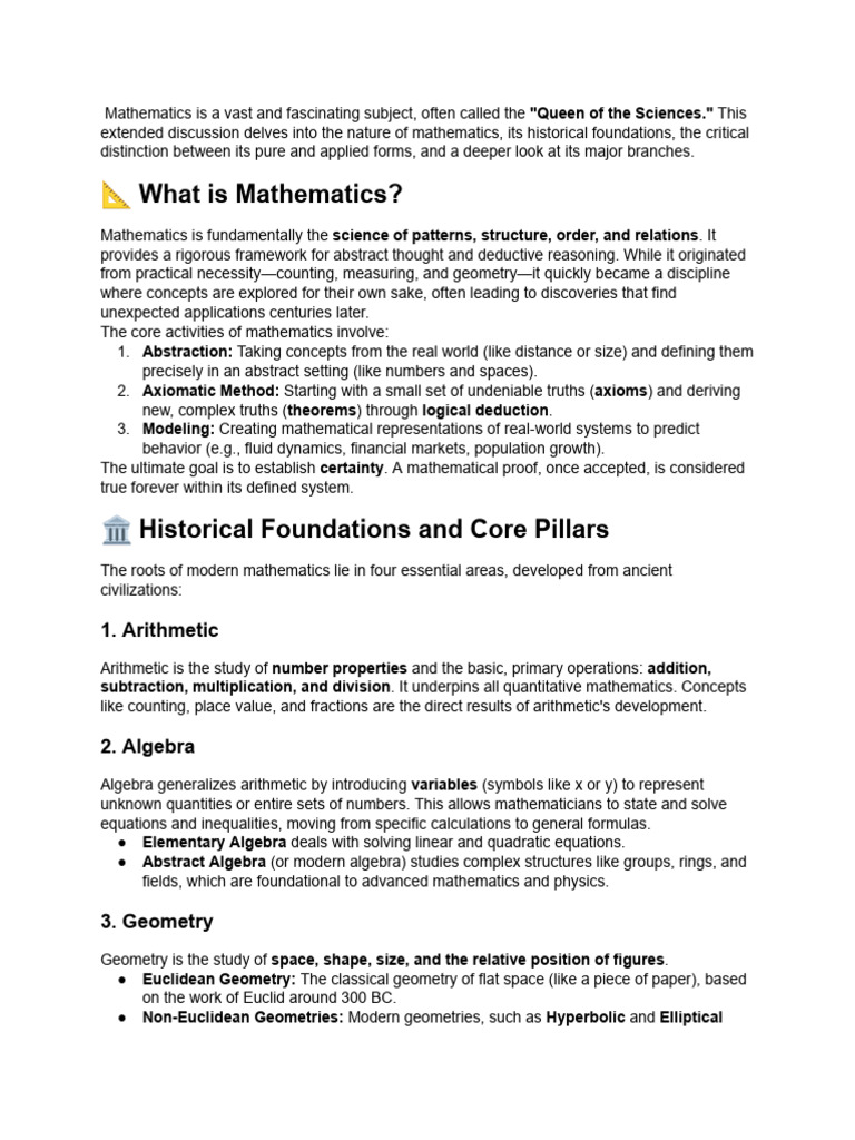 Types and Branches of Mathematics | PDF | Mathematics | Geometry