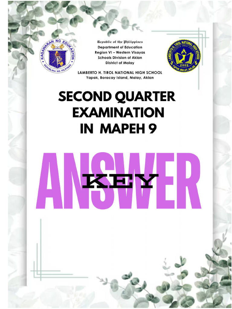 Answer Key Second Quarter Examnination in MAPEH 9 | PDF | Drugs | Substance Abuse