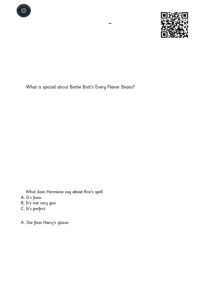 Harry Potter Worksheet Exercises | PDF